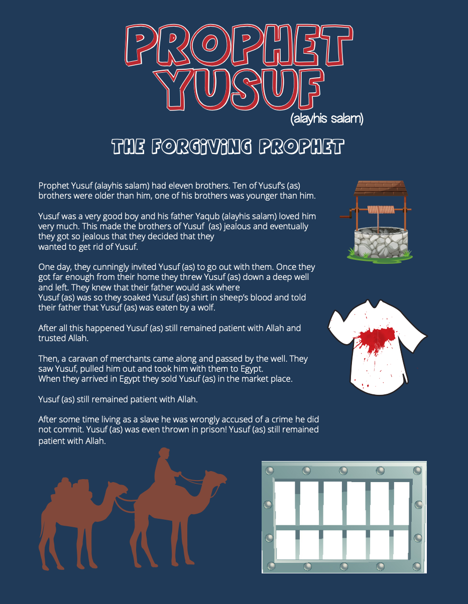 Prophet Yusuf Children’s Activity Book I Printable I Islamic Learning I ...