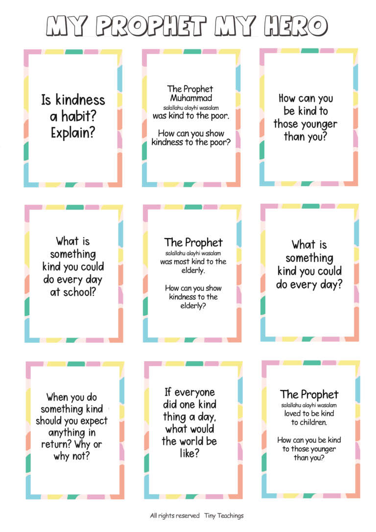 72 Kindness/Sunnah Flash Cards I Printable - TINY TEACHINGS