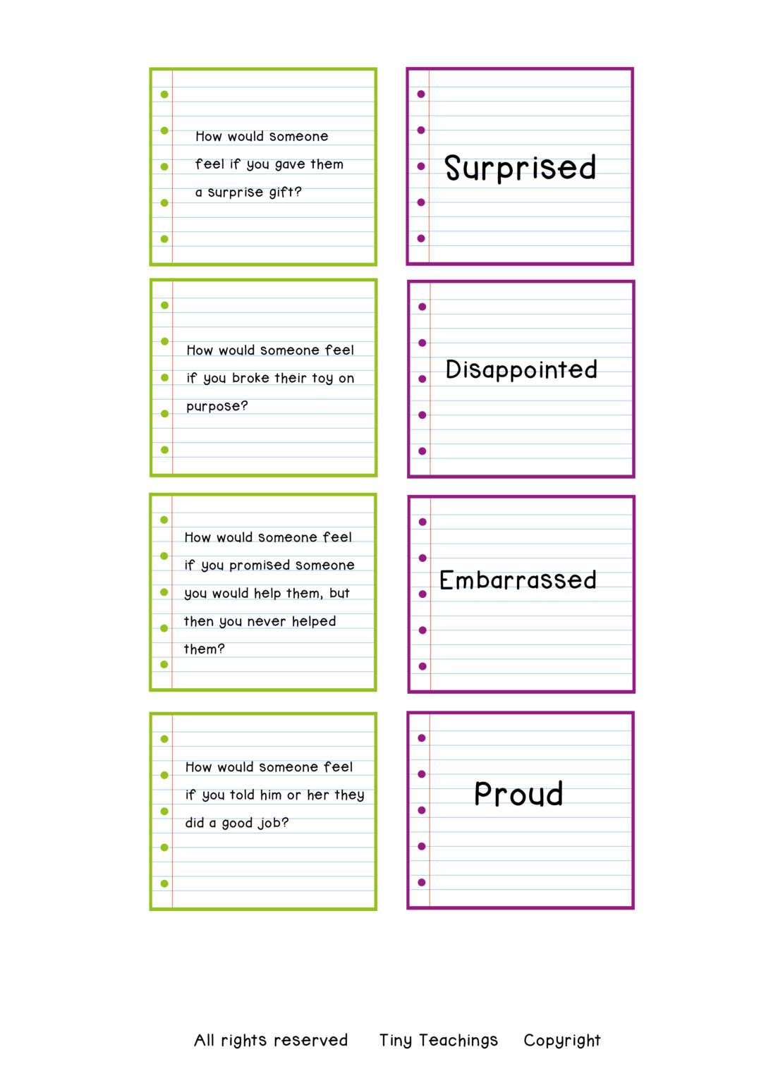 Empathy/Sunnah Matching Flash Cards Printable - TINY TEACHINGS